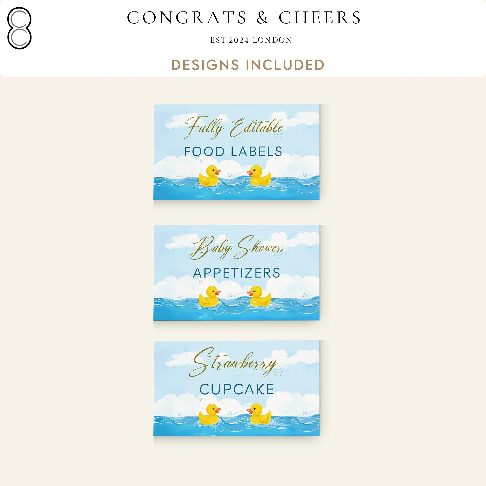 Editable Baby Food Labels, Rubber Duck Baby Shower Food Labels Editable ...
