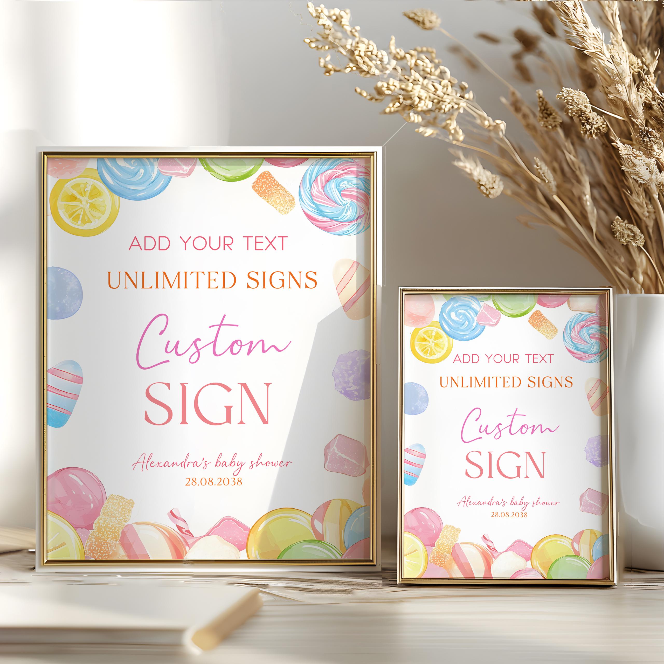 Editable Candyland Baby Shower Custom Signs – Printable Custom Table ...
