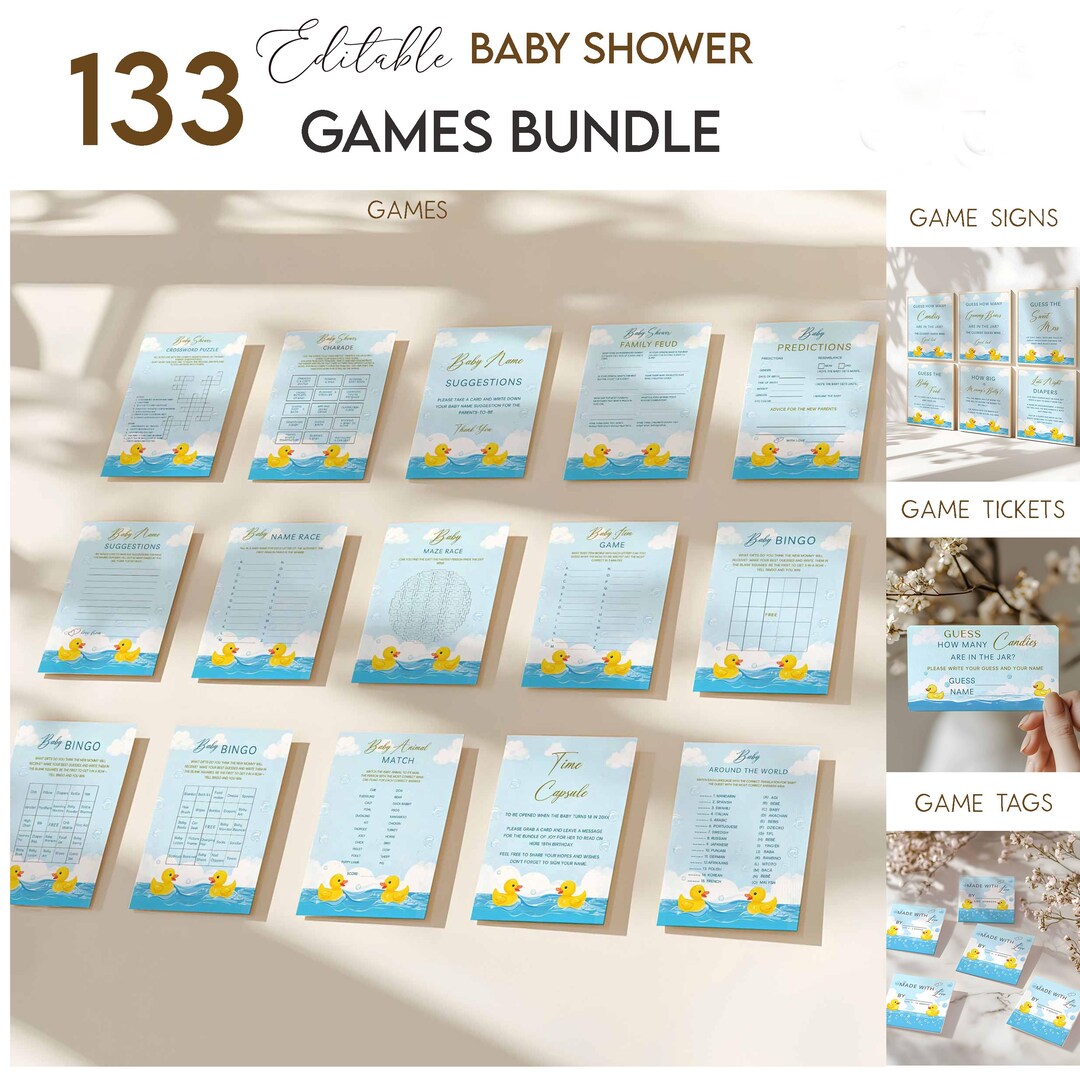 Editable Baby Game Bundle, Baby Shower Games, Baby Shower Games ...