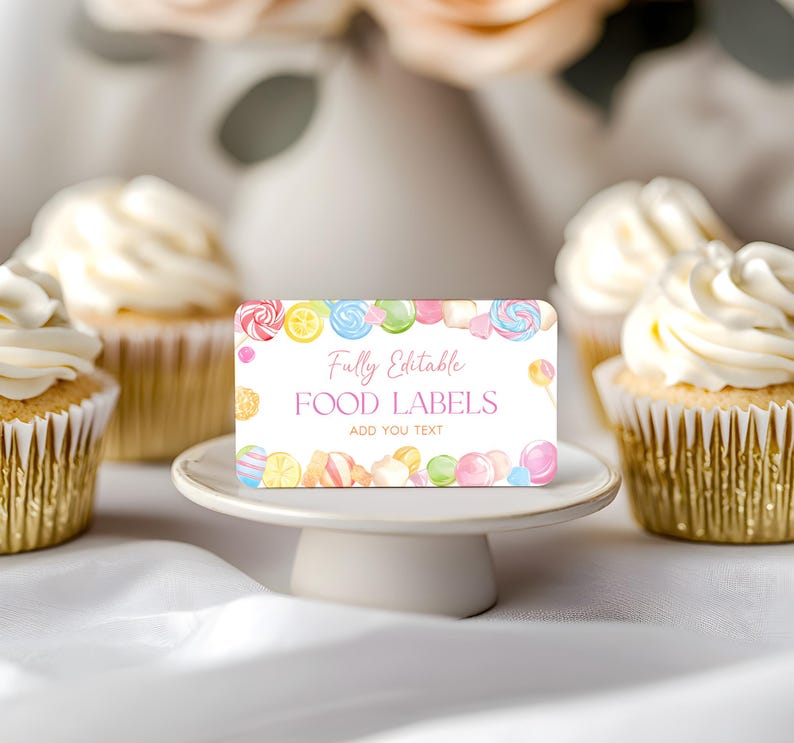 Editable Candyland Food Labels – Baby Shower Food Tent Card Template ...