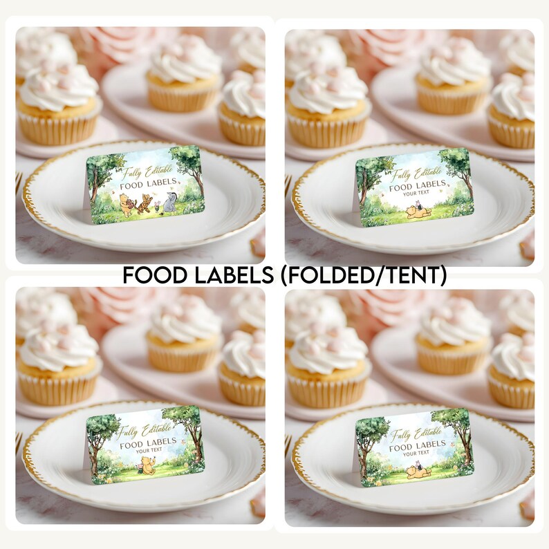Winnie the Pooh Food Labels – Classic Pooh Bear Watercolor Template ...