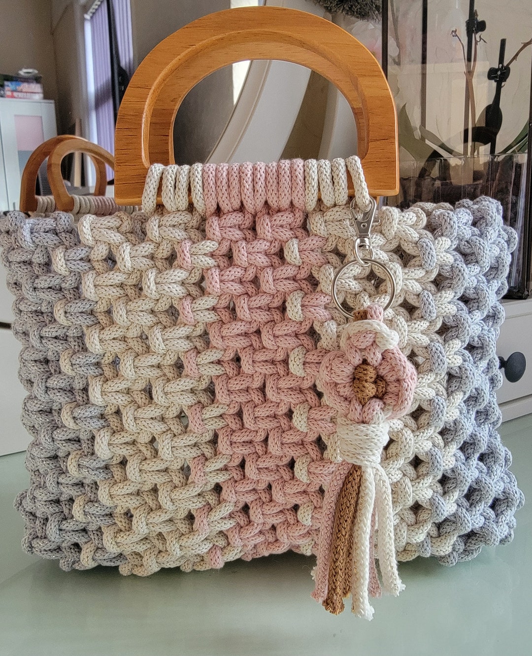 Macrame Bag With Wooden Handles, Tote Bag, Boho Style, Handmade. - Etsy