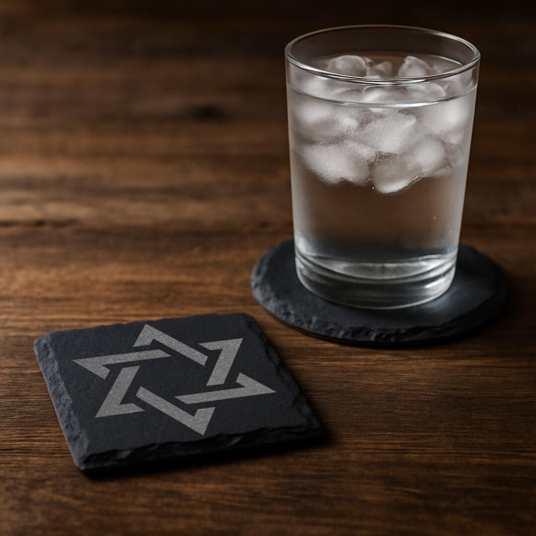 Engraved Slate Jewish Star Coaster: Magen David, Judaica Gift - Etsy