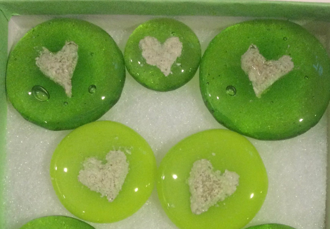 5 Personalized Pocket Stones, Memorial Keepsake Fused Glass With Ashes ...