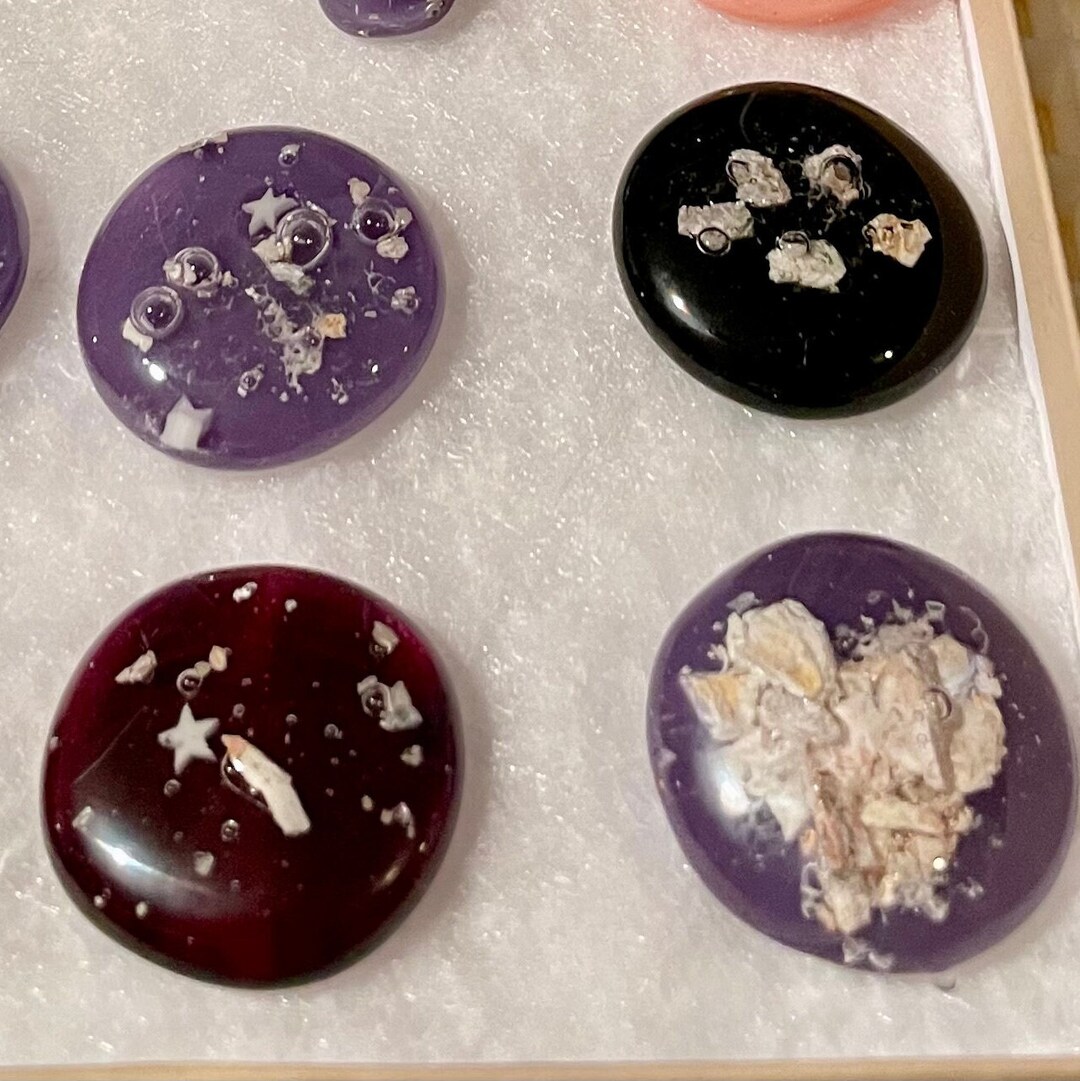 6 Personalized Pocket Stones, Memorial Keepsake Fused Glass With Ashes ...