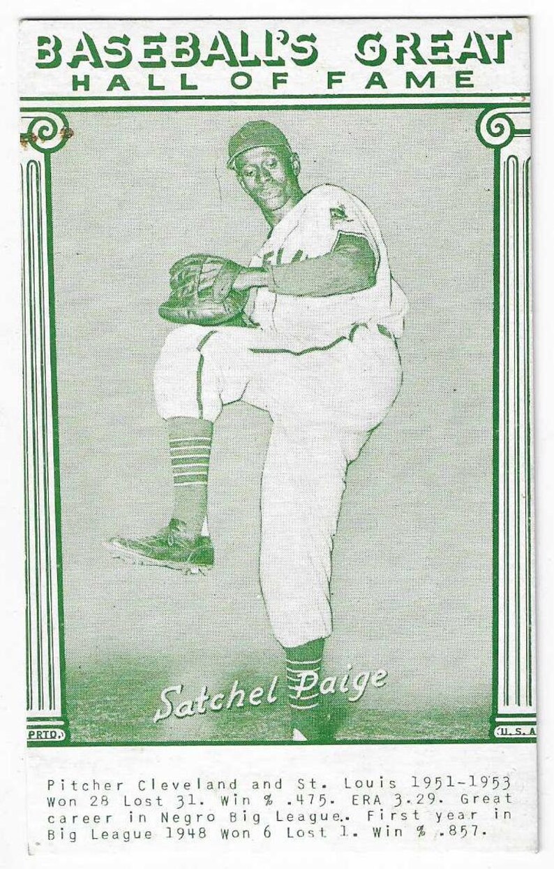 1977 Satchel Paige Baseball's Great Hall of Fame Baseball Card Green ...