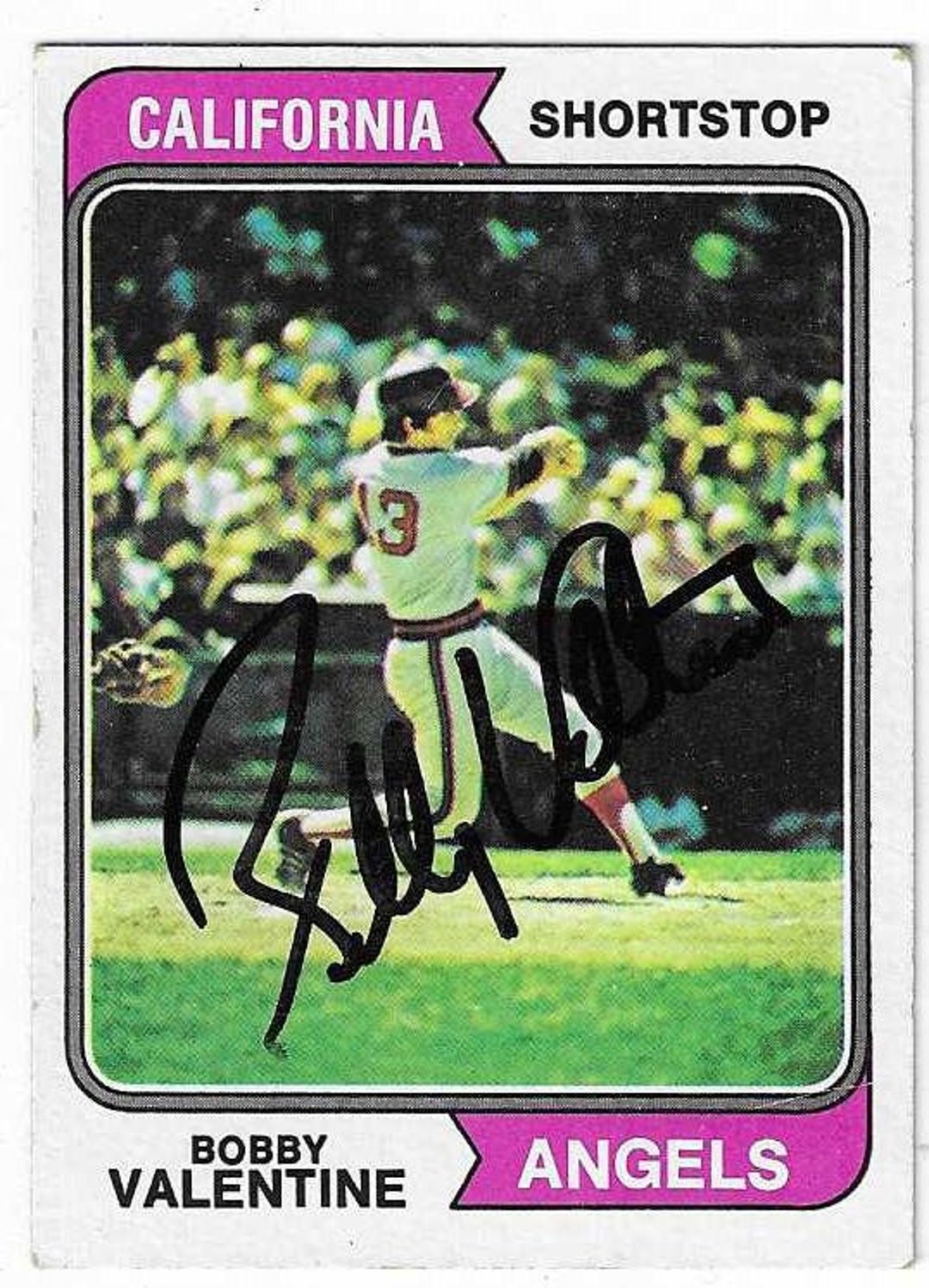1974 TOPPS #101 Bobby Valentine Autographed Baseball Card California ...