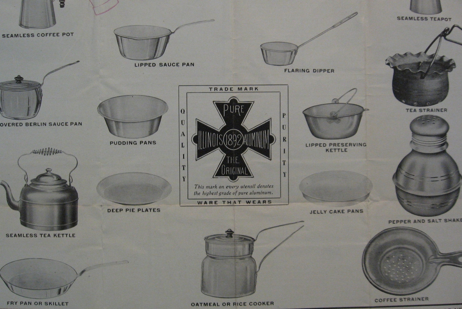 Original 1890s Early 1900s Advertising Poster "illinois Pure Aluminum ...