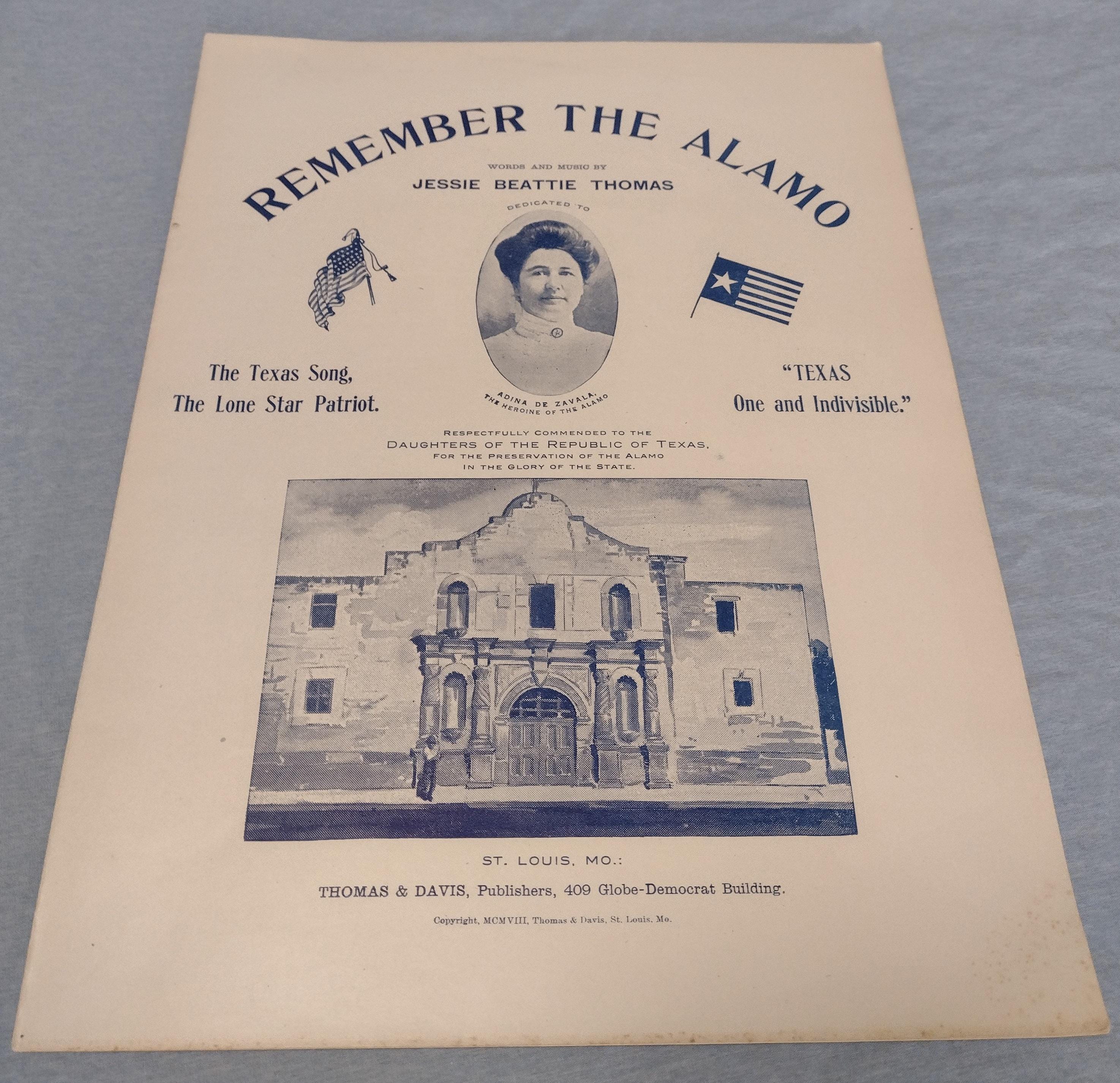 1908 Sheet Music "remember the Alamo" by Jessie Beattie Thomas Very ...