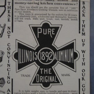 Original 1890s Early 1900s Advertising Poster "illinois Pure Aluminum ...