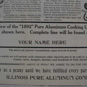 Original 1890s Early 1900s Advertising Poster "illinois Pure Aluminum ...