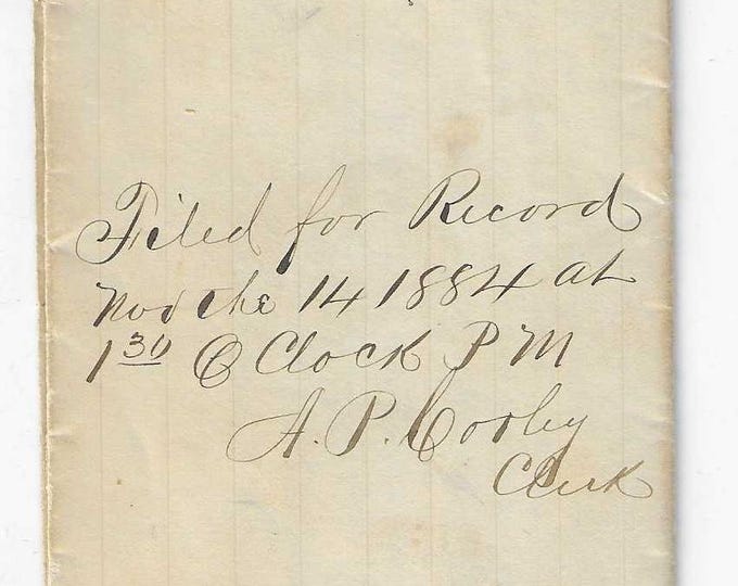 Original Handwritten 1884 Bill of Sale for Livestock and Land Red River ...