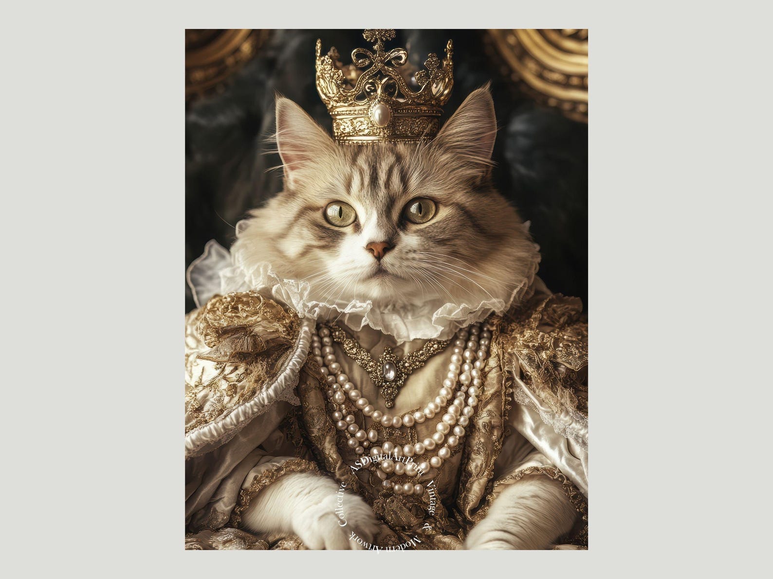 Baroque Cat Portrait Print: Regal Feline Wall Art (digital Download) - Etsy
