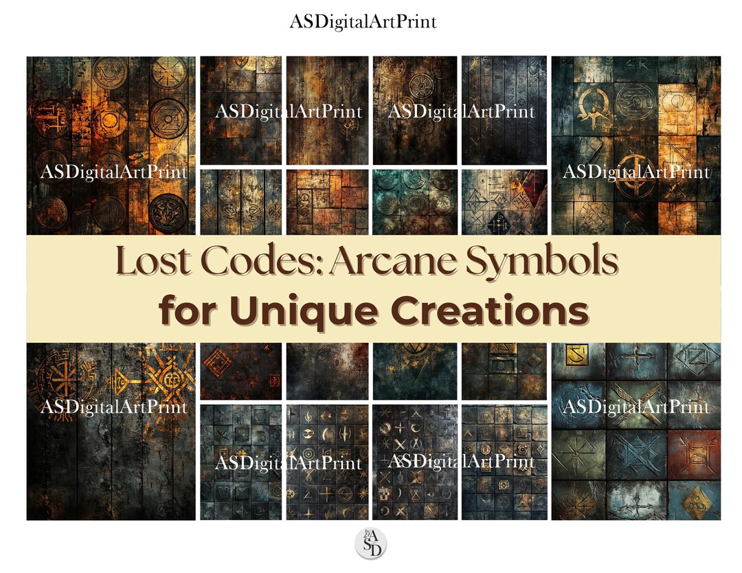 Lost Codes:arcane Symbols - Grunge Collage Papers, Dark Ephemera ...