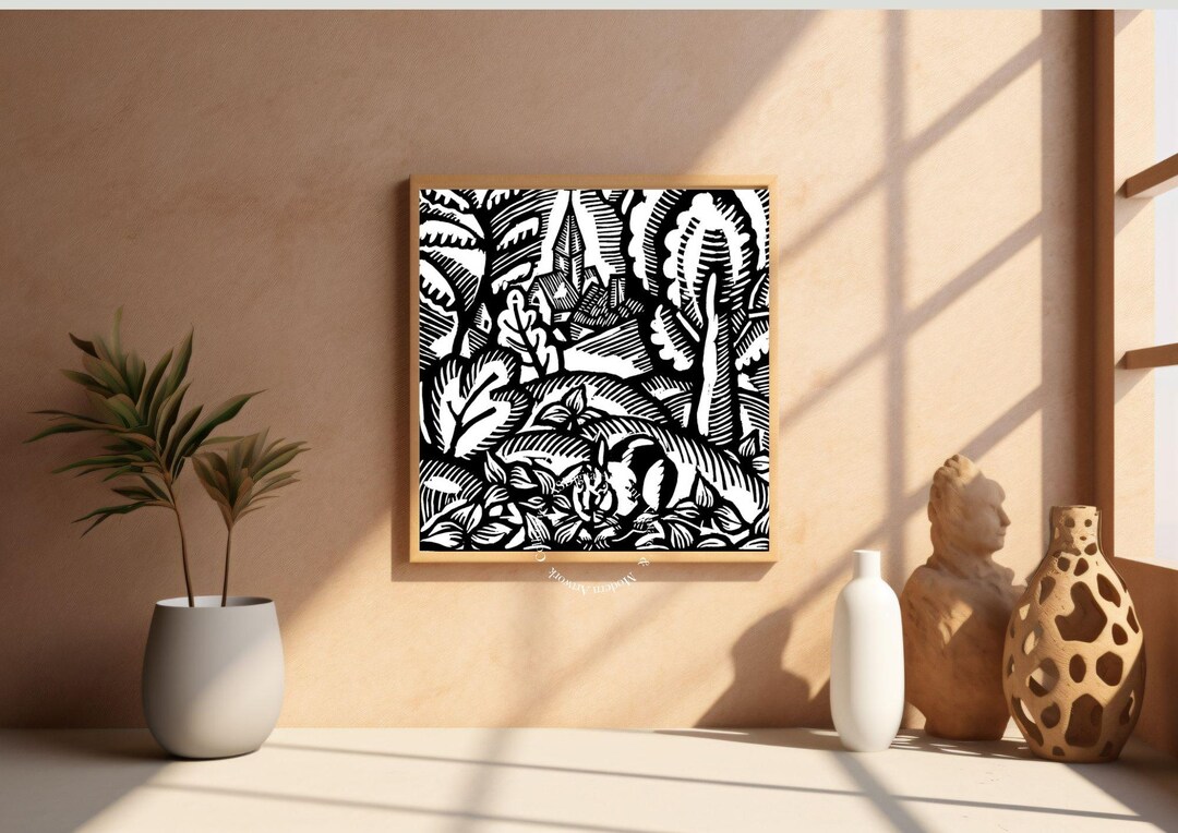 Raoul Dufy - Le Lapin | Black & White Botanical Print, Modernist Poster ...