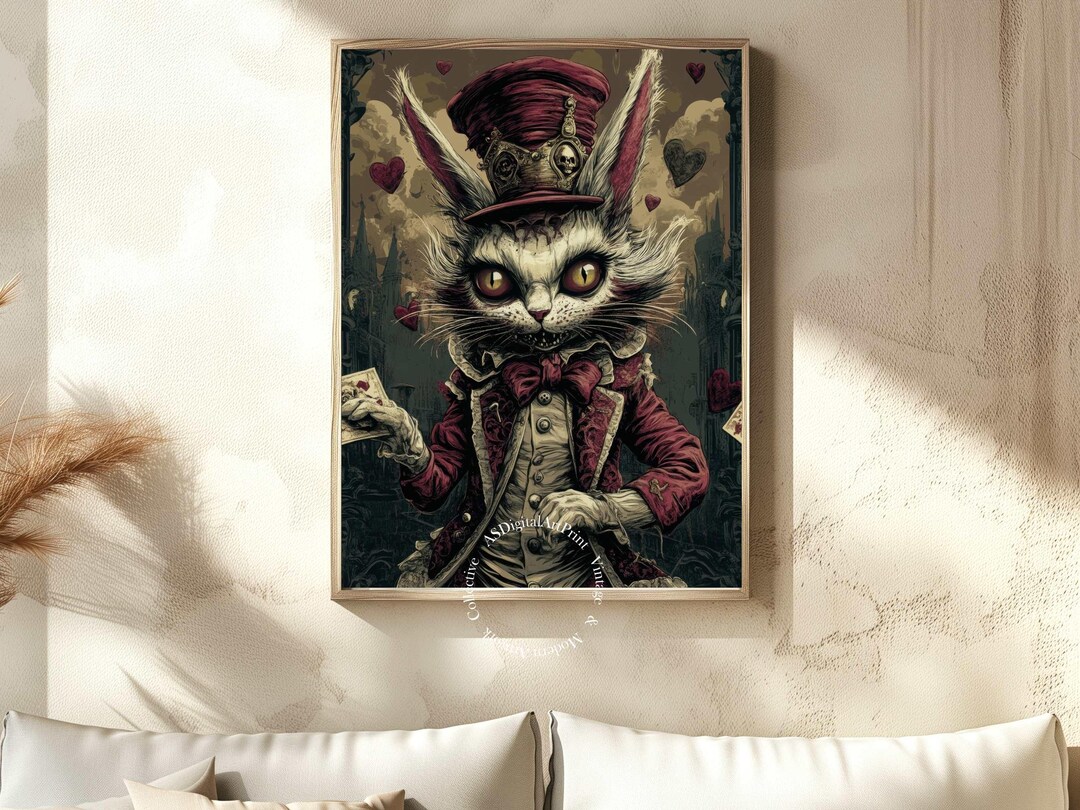 Dark Fantasy "alice in Wonderland" Art Print – Gothic White Rabbit ...