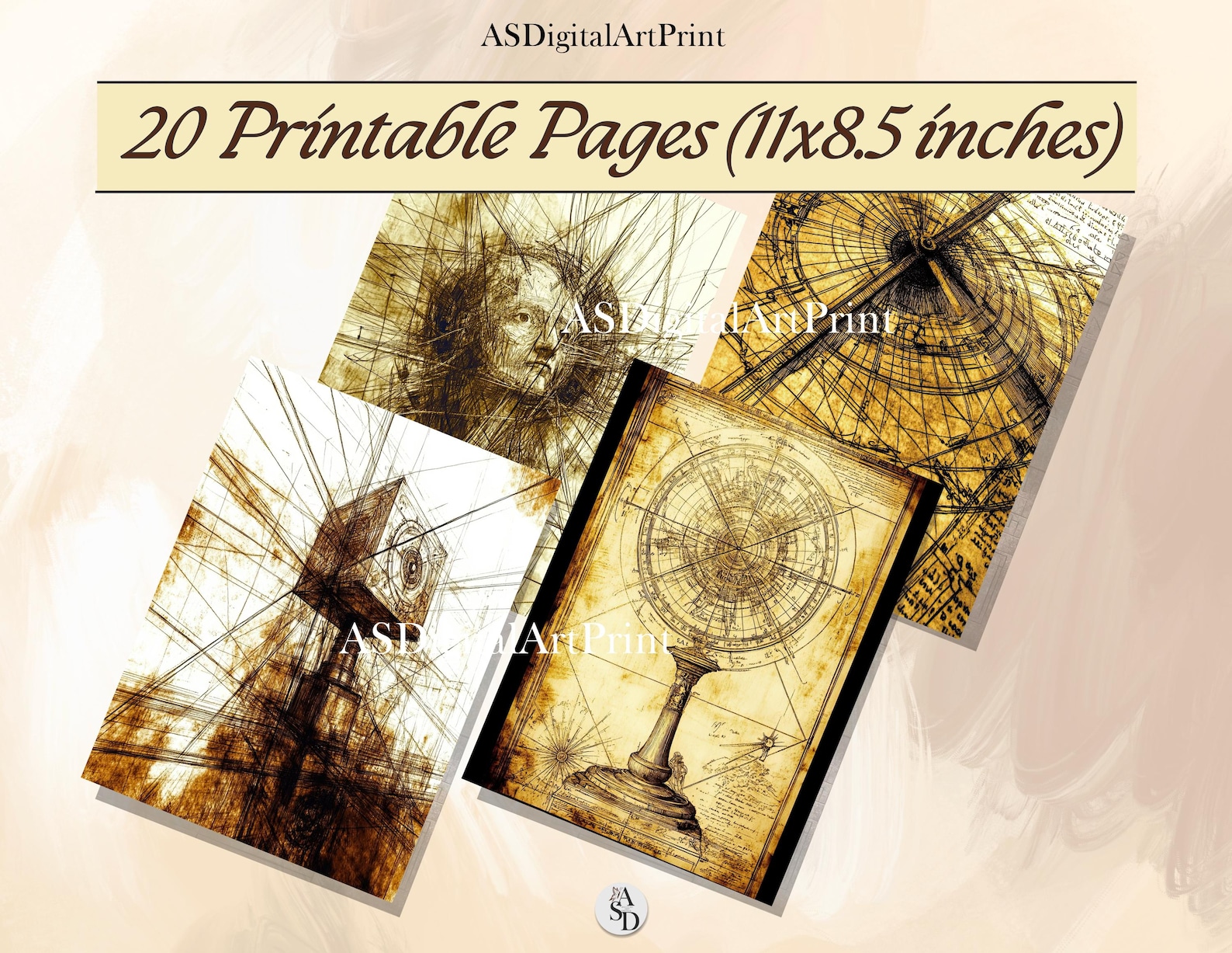 Da Vinci Art Prints: Renaissance Anatomy & Invention Sketches (digital ...