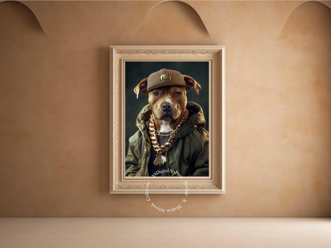 Pitbull Wall Art, Gangsta Dog Print, Urban Dog Poster , Wall Decor ...