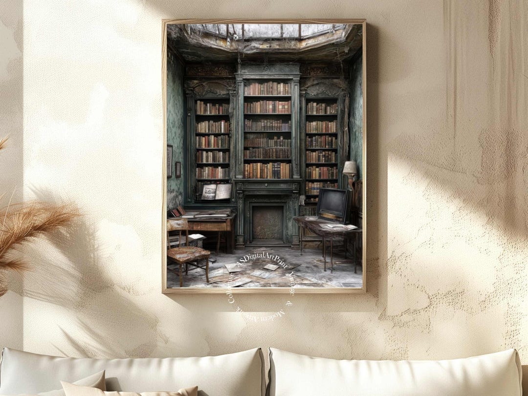 Luxurious Vintage Library Art – Elegant Book Lover’s Wall Decor ...