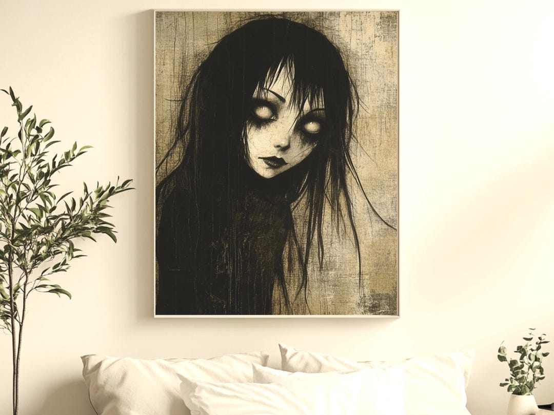 Dark Gothic Woman Portrait Art Print: Haunting Gaze (digital Download ...