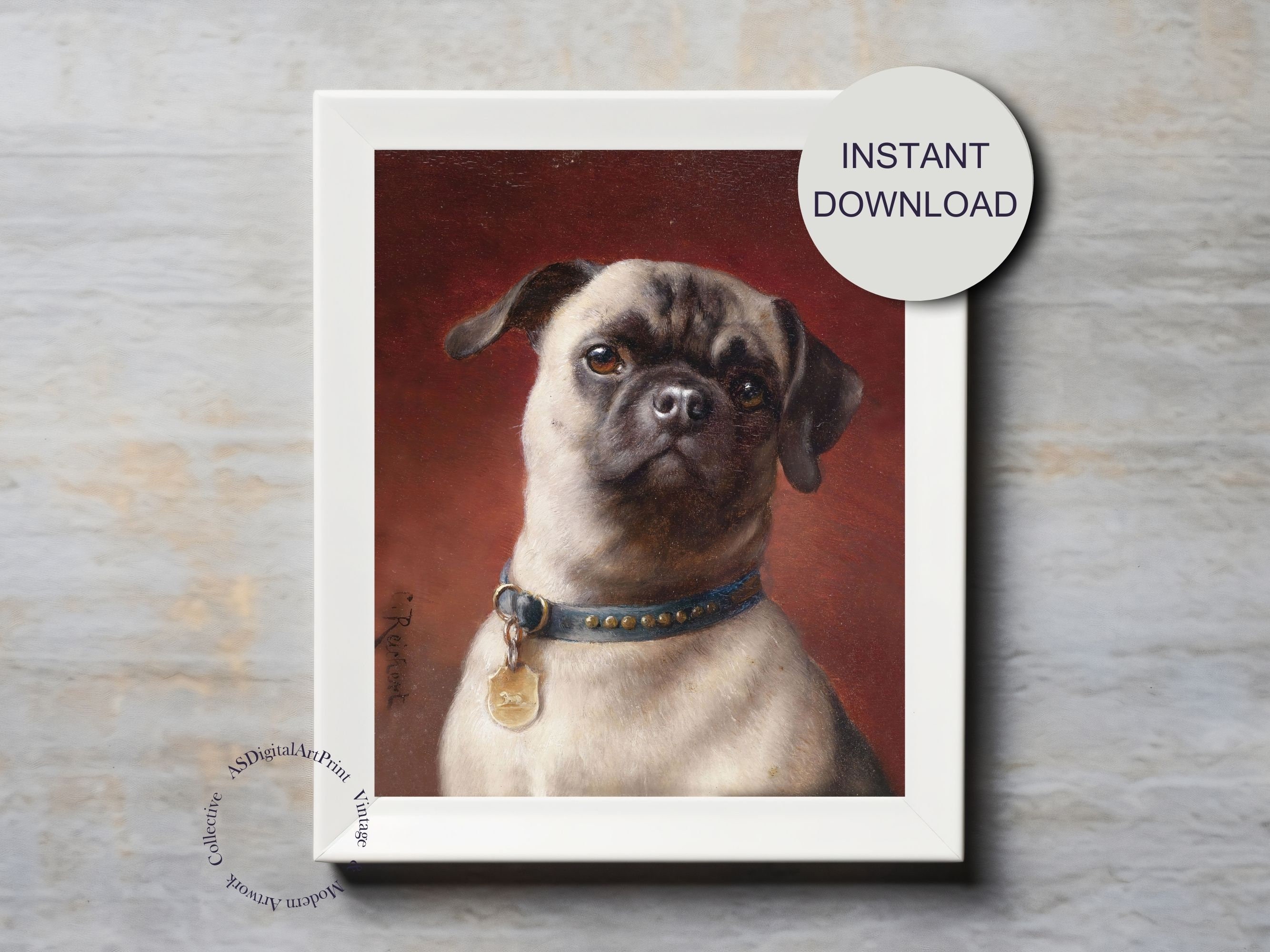 Carl Reichert-mops - Printable Digital Poster - Pug Dog, Animal Posters ...