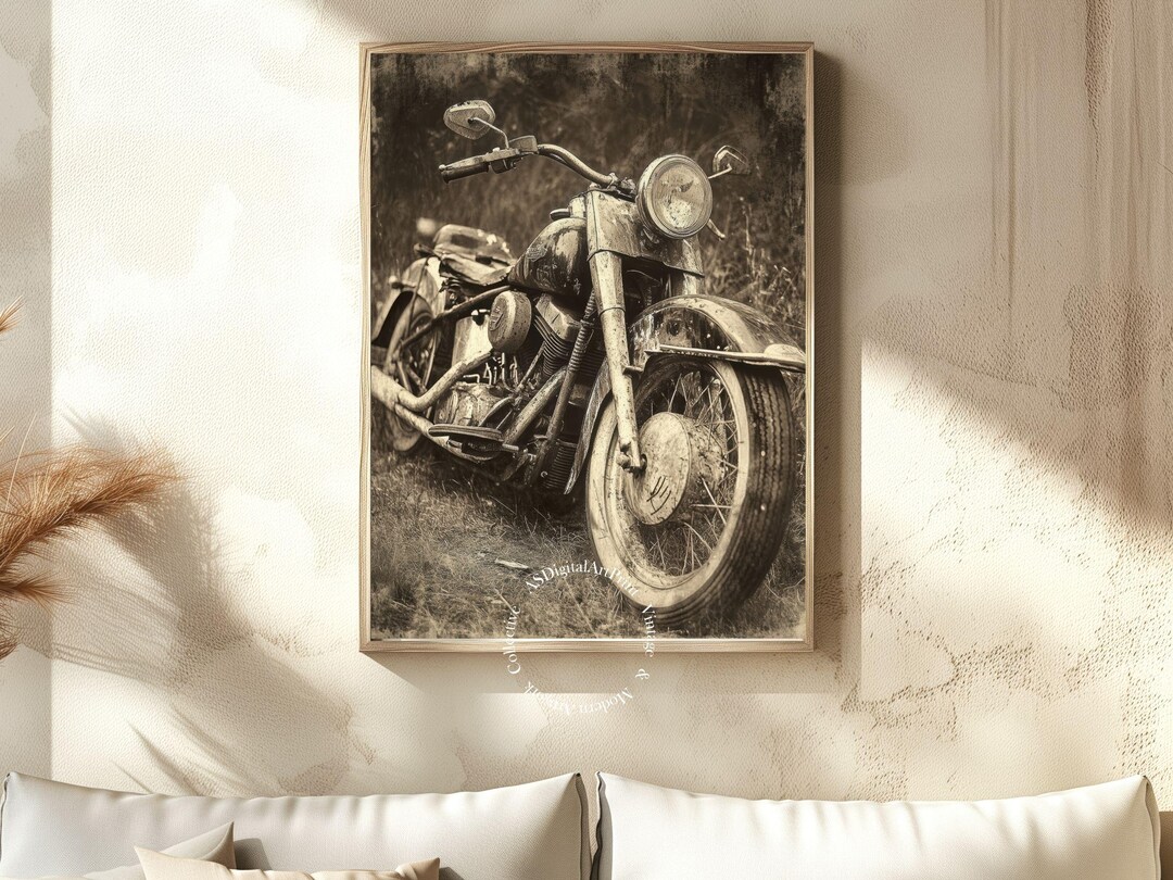Vintage Motorcycle Print: Sepia Tone, Rustic Garage Decor (digital ...