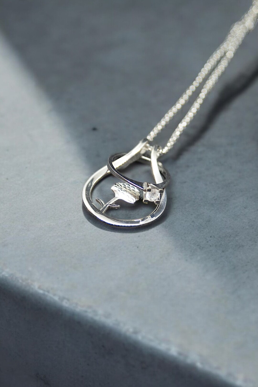 Carnation Birth Flower Ring Keeper Necklace, Valentines Gift for Her ...
