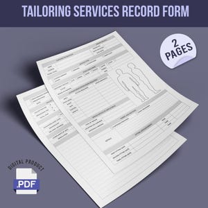 Tailoring Services Record Form - Etsy