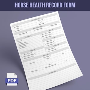 Horse Health Record Form - Etsy