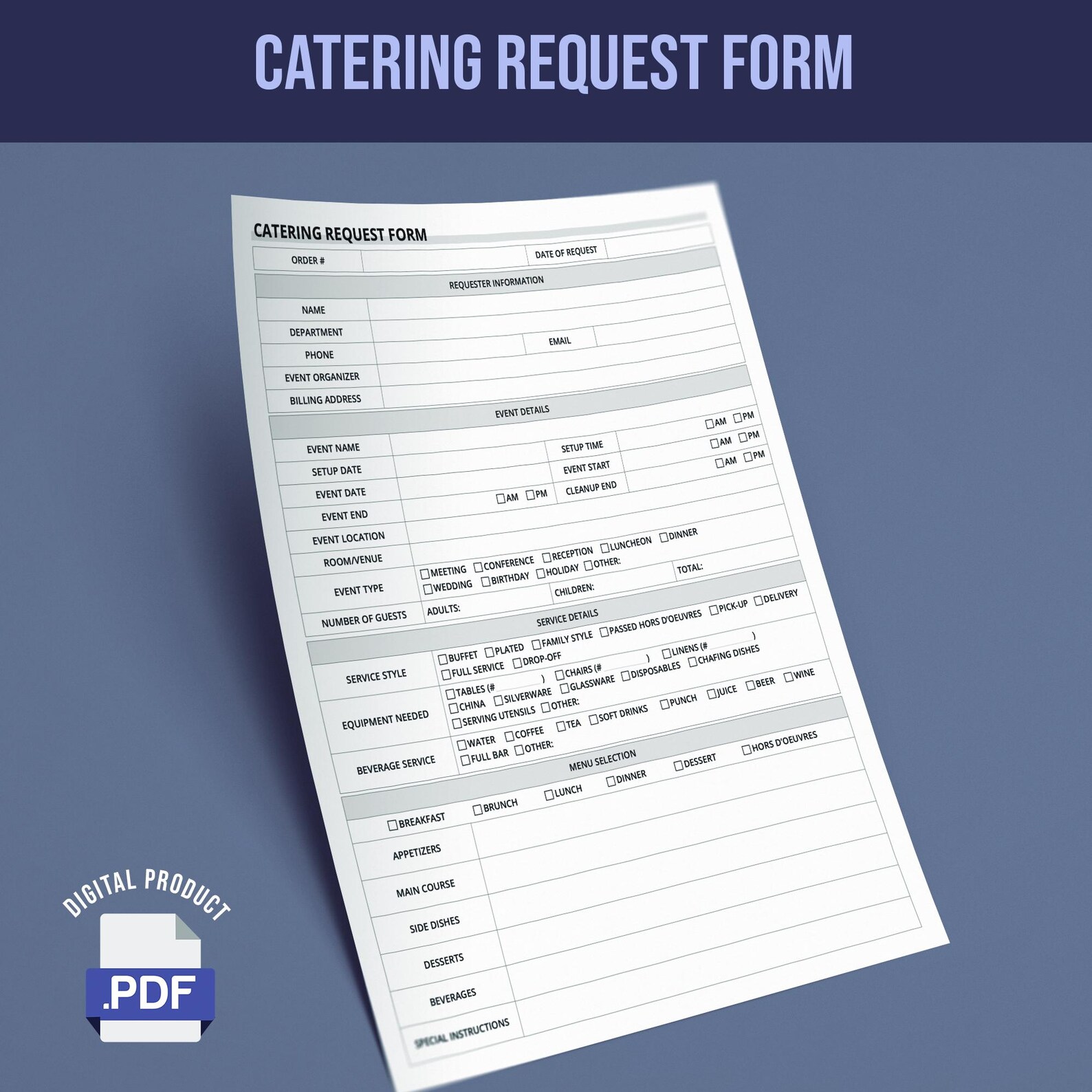 Catering Request Form - Etsy