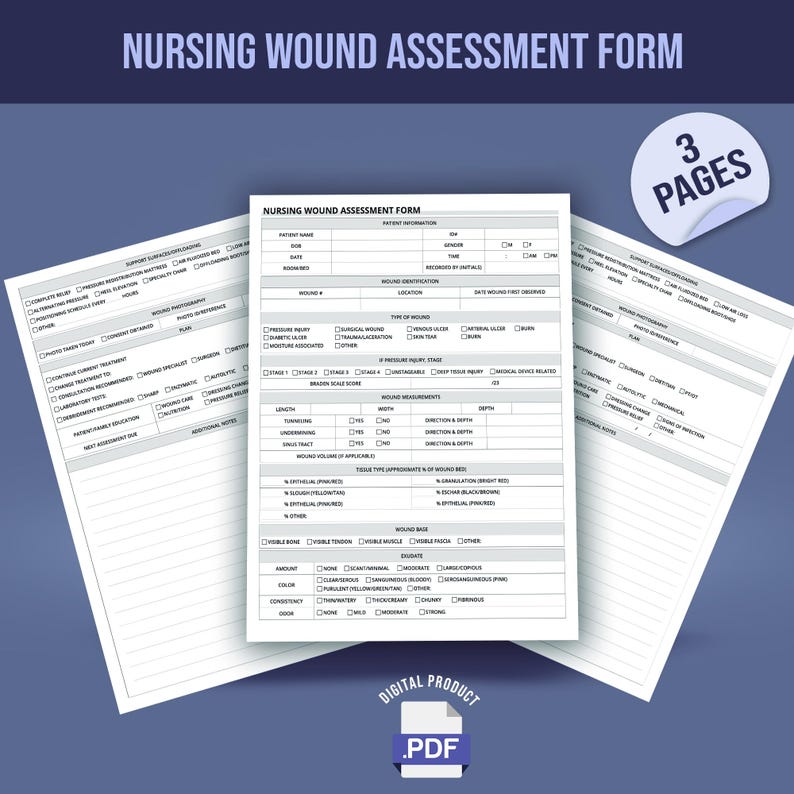 Nursing Wound Assessment Form - Etsy