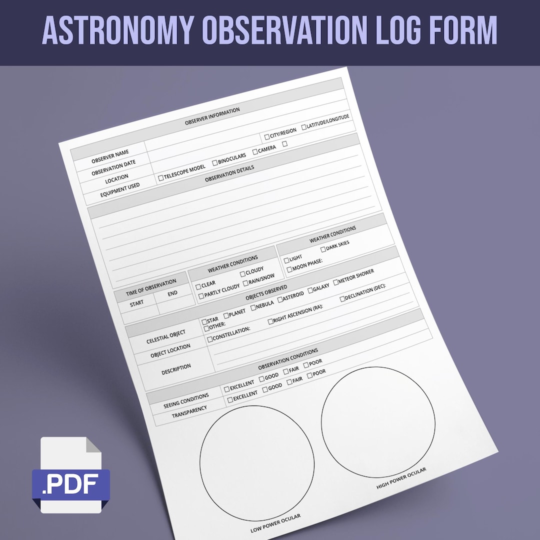 Astronomy Observation Log Form - Etsy