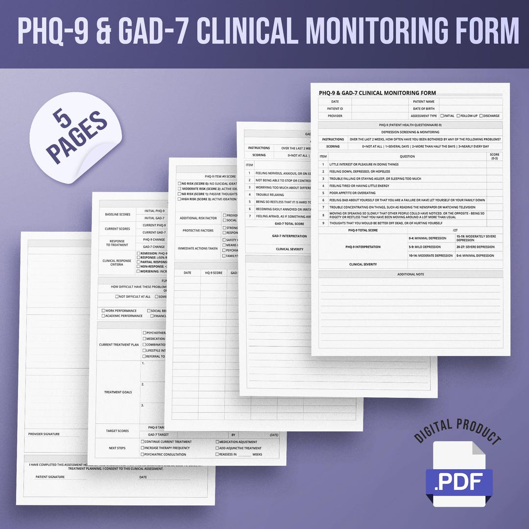 Depression Screening Form (PHQ-9) - Etsy