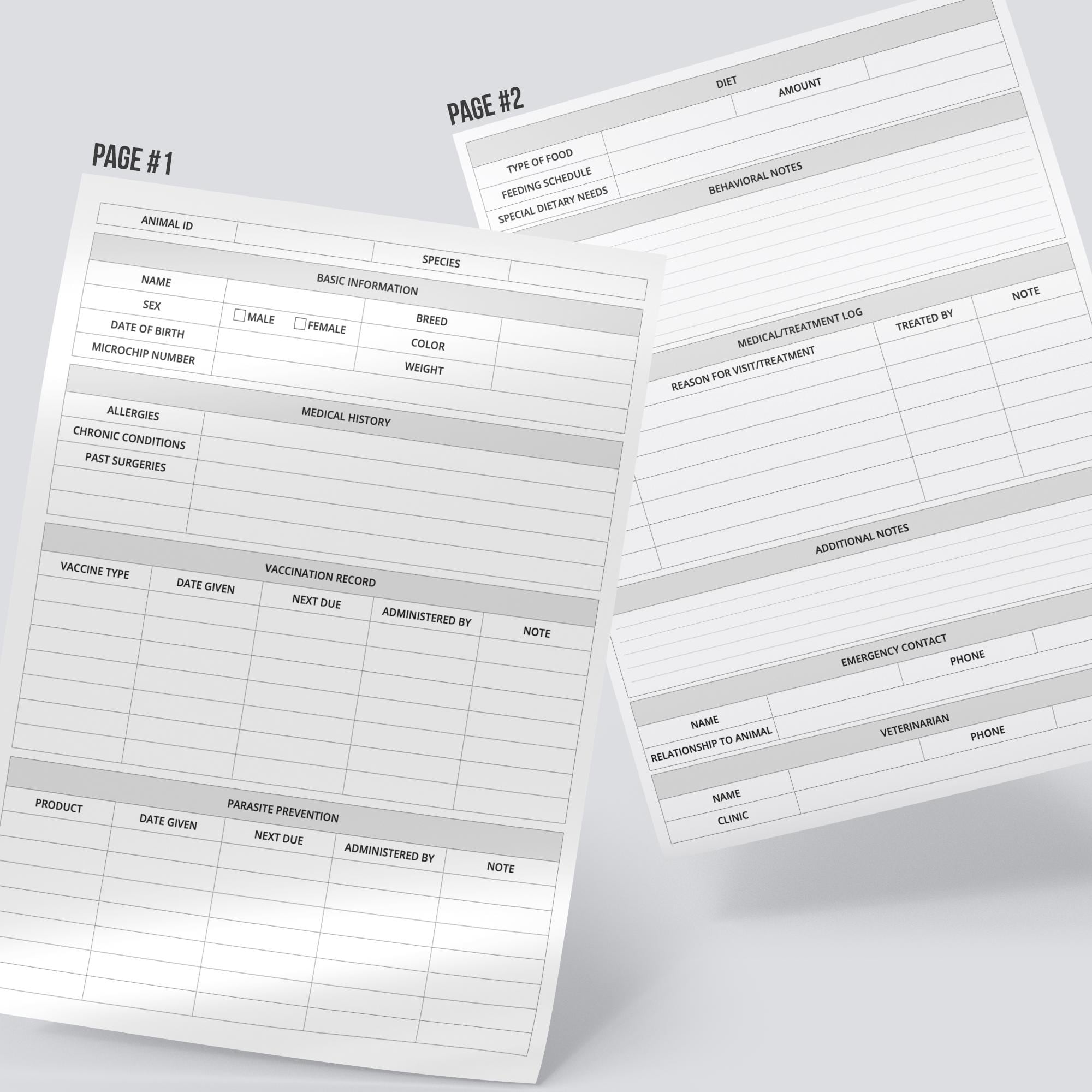 Animal Profile Record Log Form - Etsy