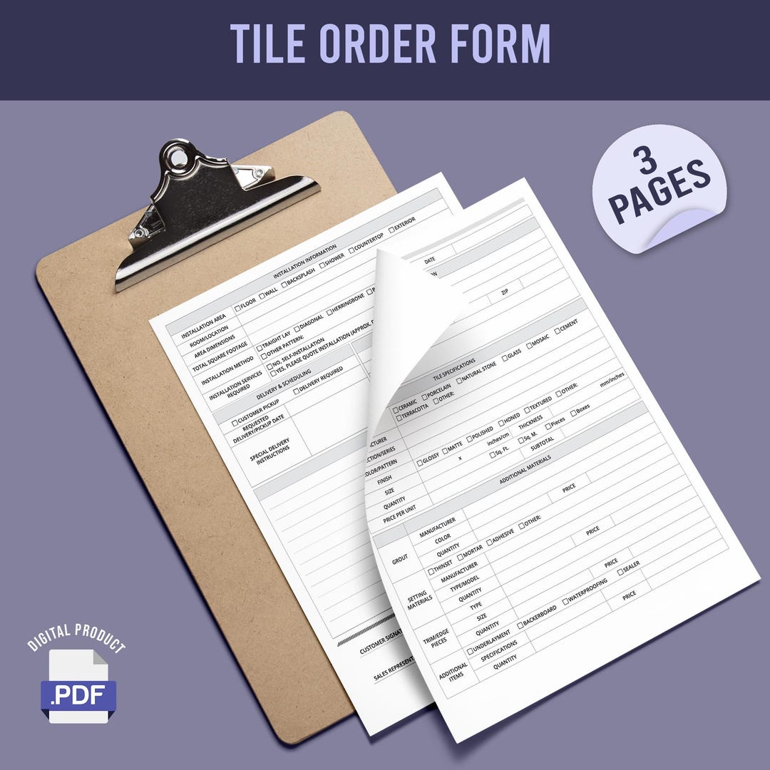 Tile Order Form - Etsy