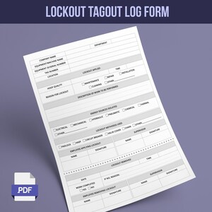 Lockout Tagout Log Form - Etsy