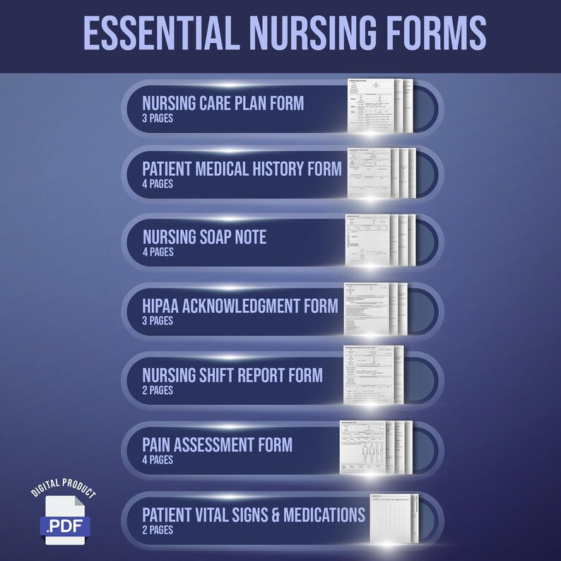Essential Nursing Forms Bundle - Etsy