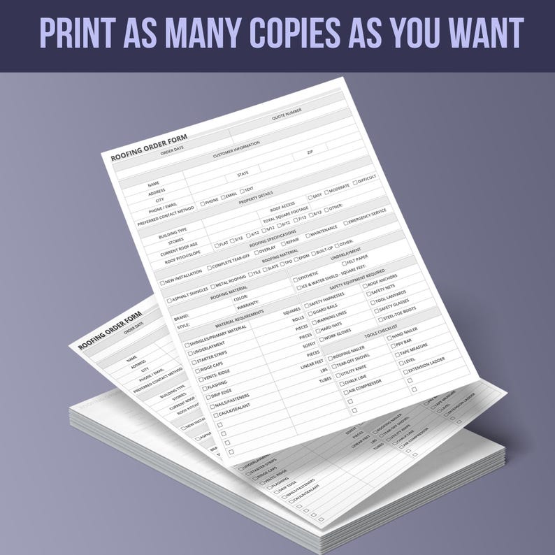 Roofing Work Order Form - Etsy