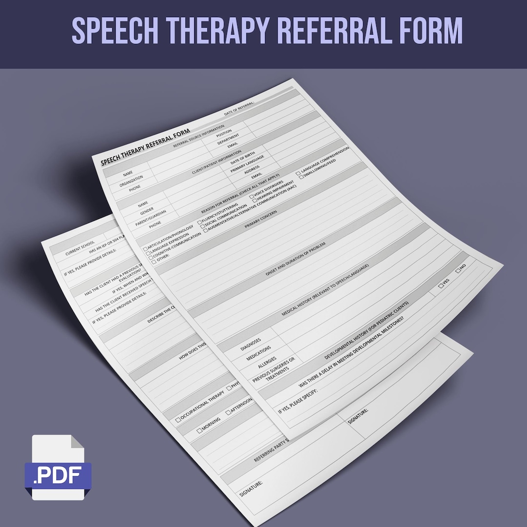 Speech Therapy Referral Form - Etsy