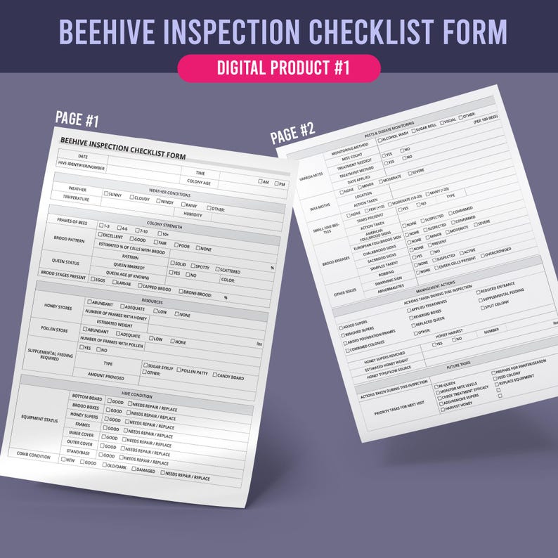 Beehive Inspection Report & Checklist Form - Etsy
