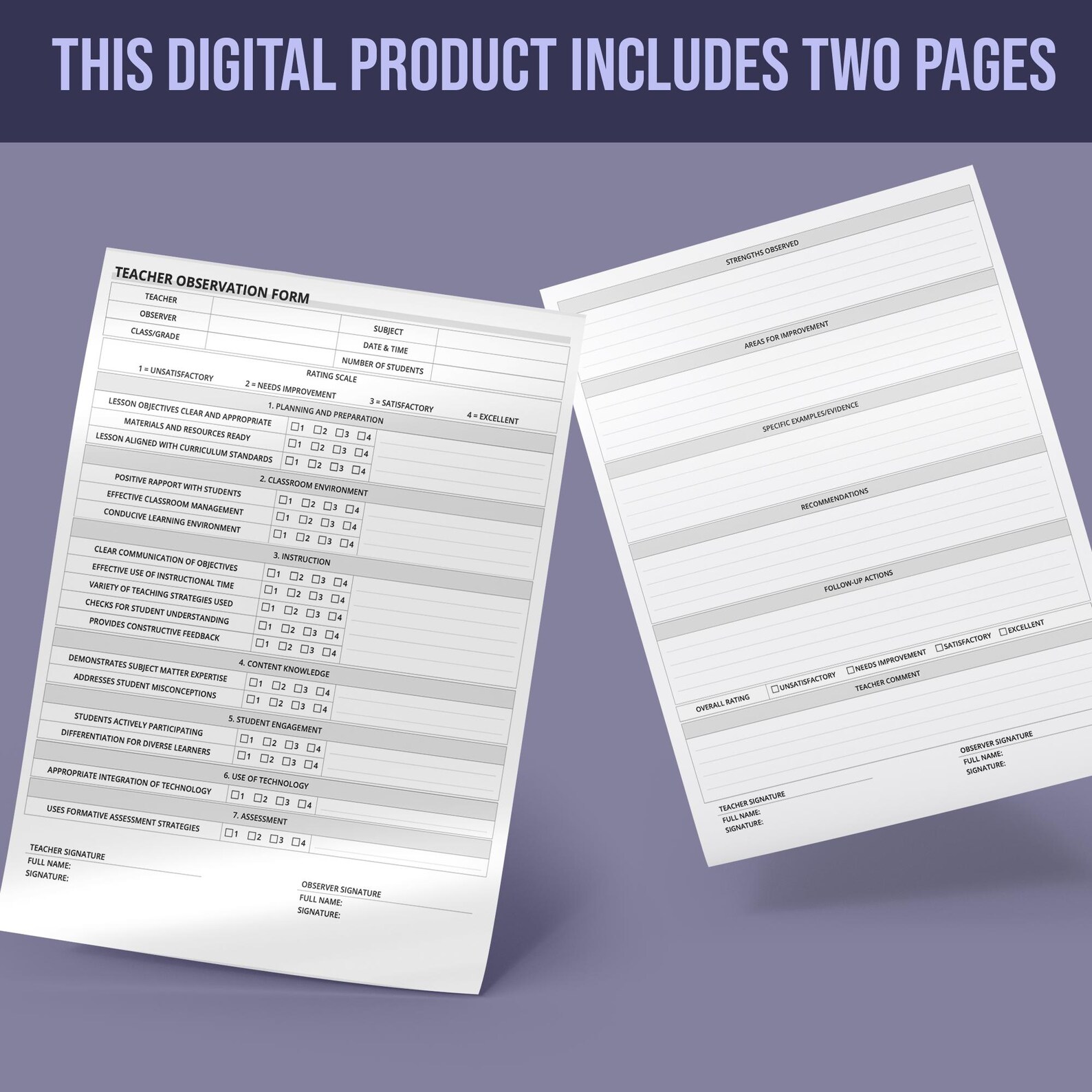 Teacher Observation Form - Etsy