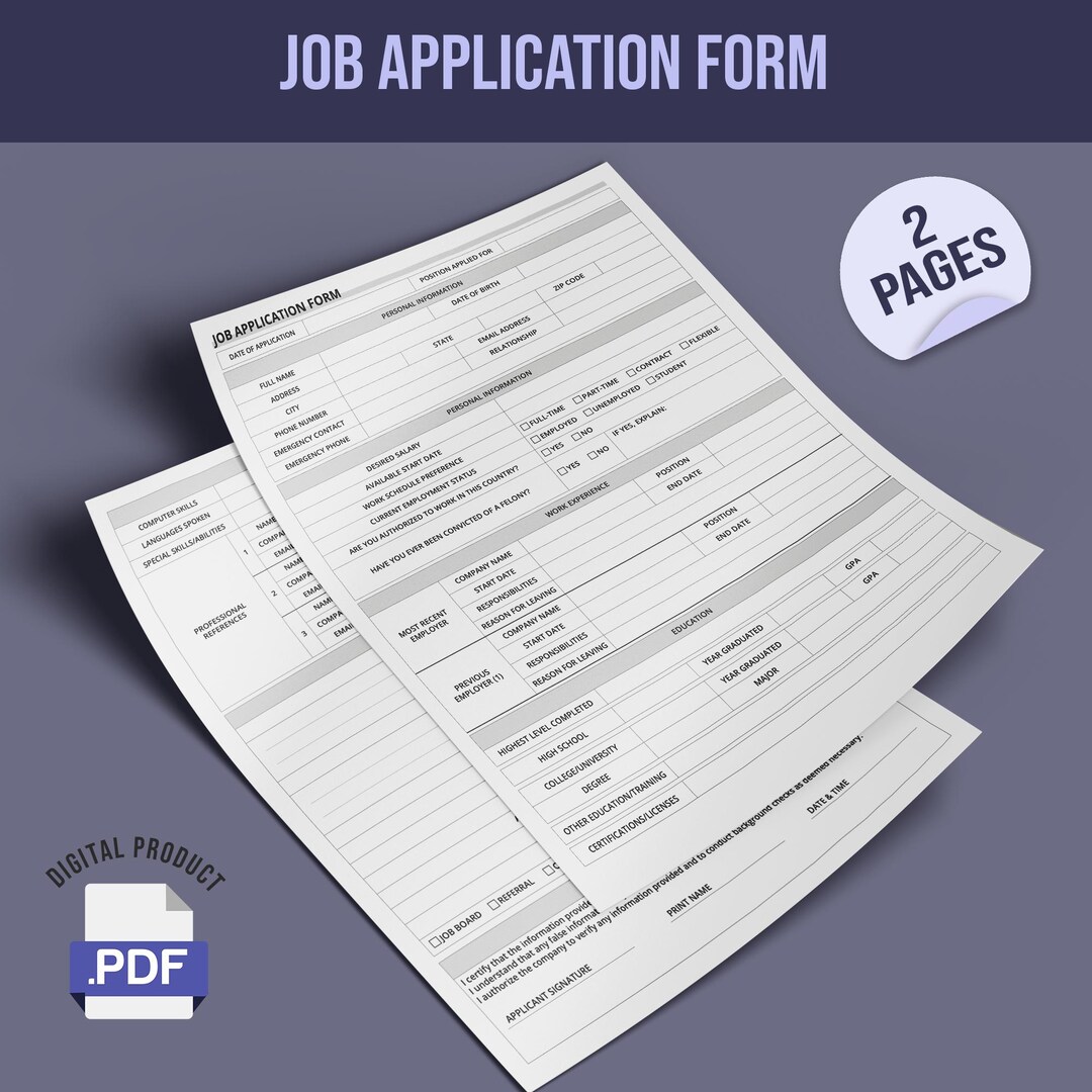 Job Application Form - Etsy