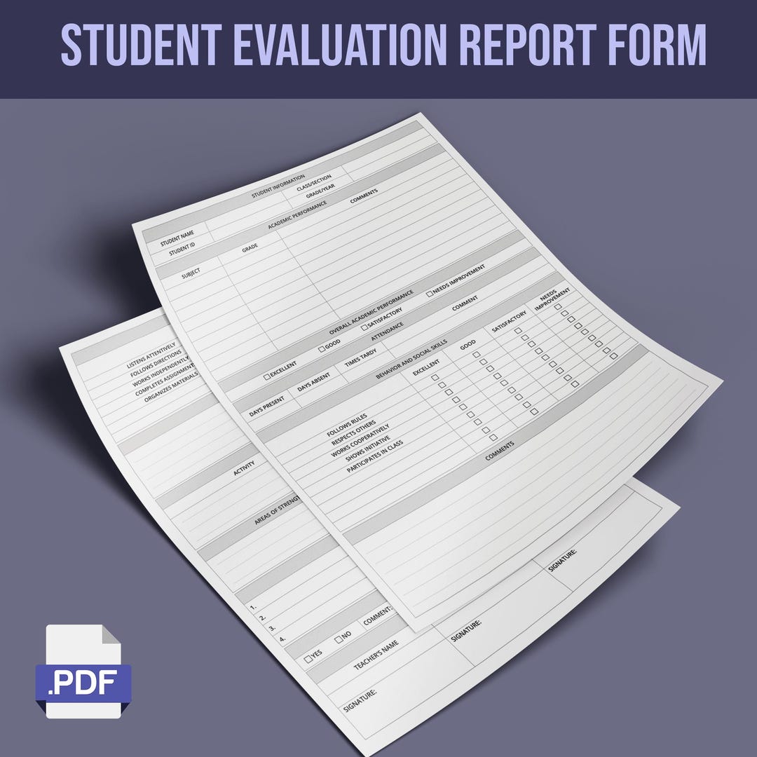 Student Evaluation Report Form - Etsy