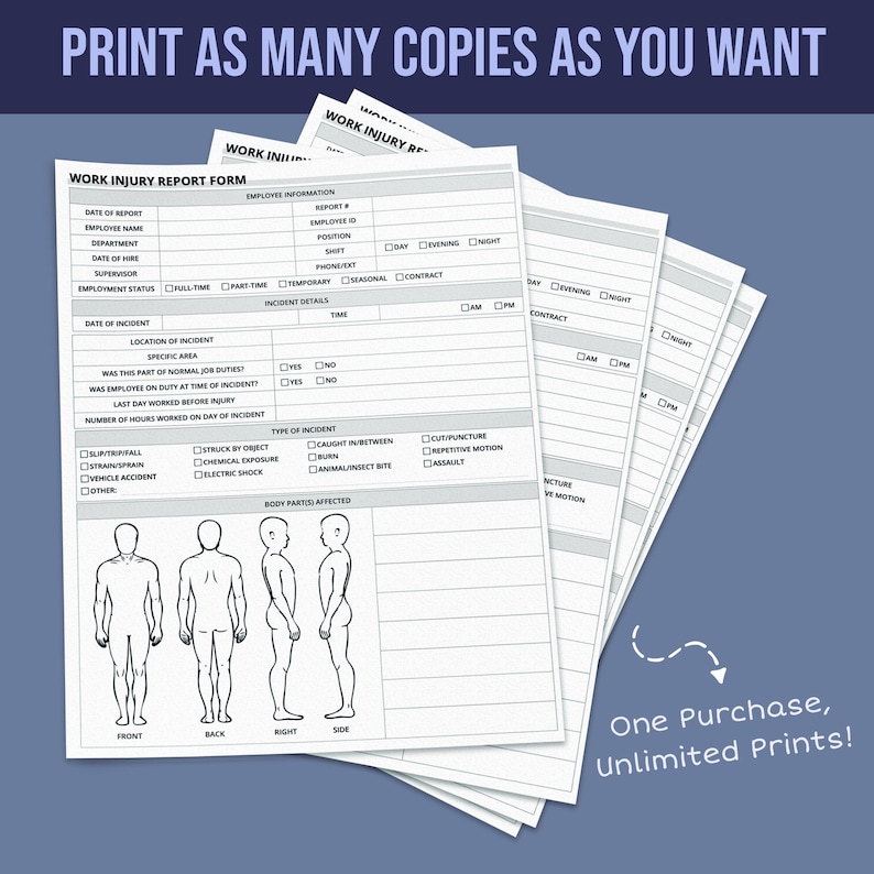 Work Injury Report Form - Workplace Accident & Incident Documentation ...