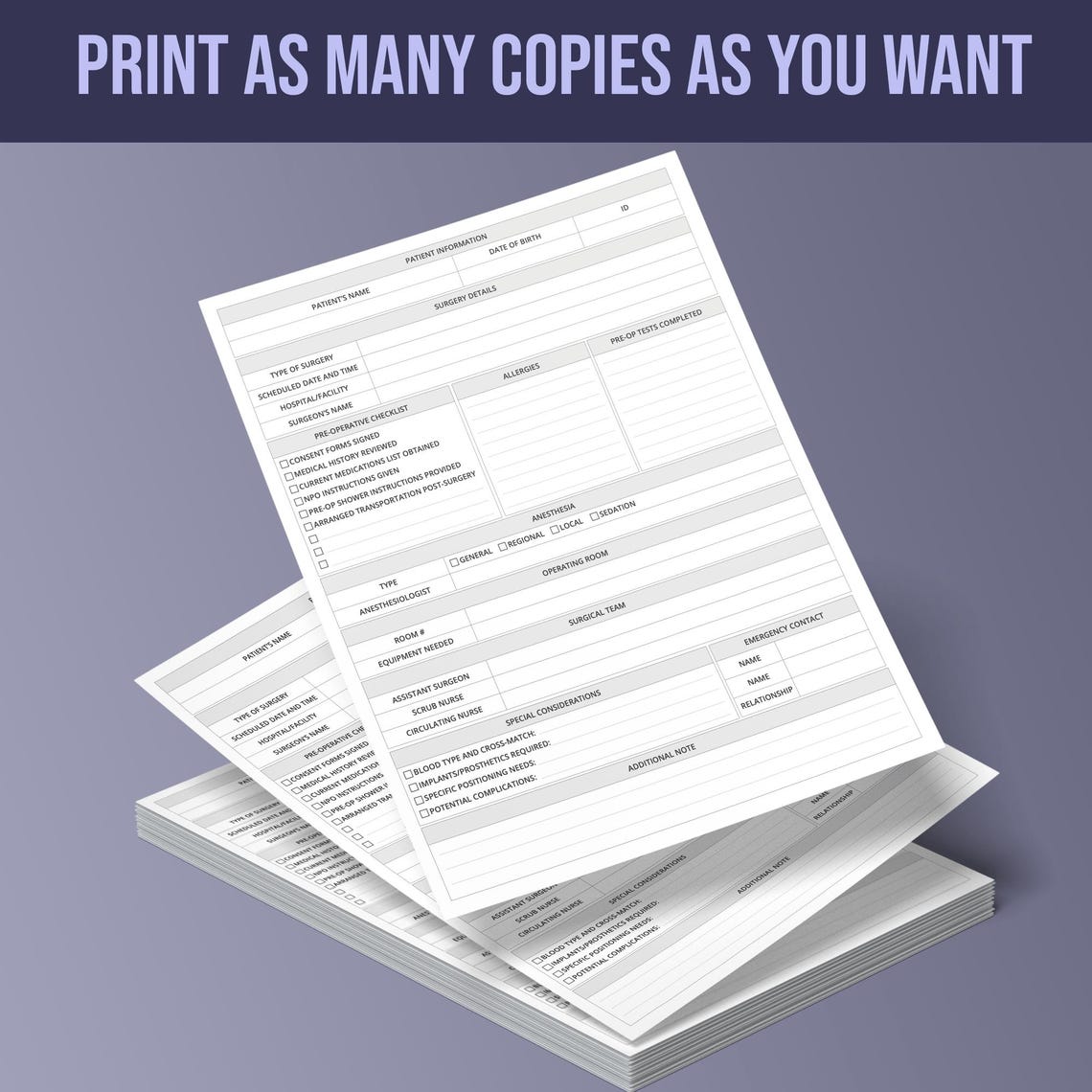 Pre and Post Surgery Forms - Etsy
