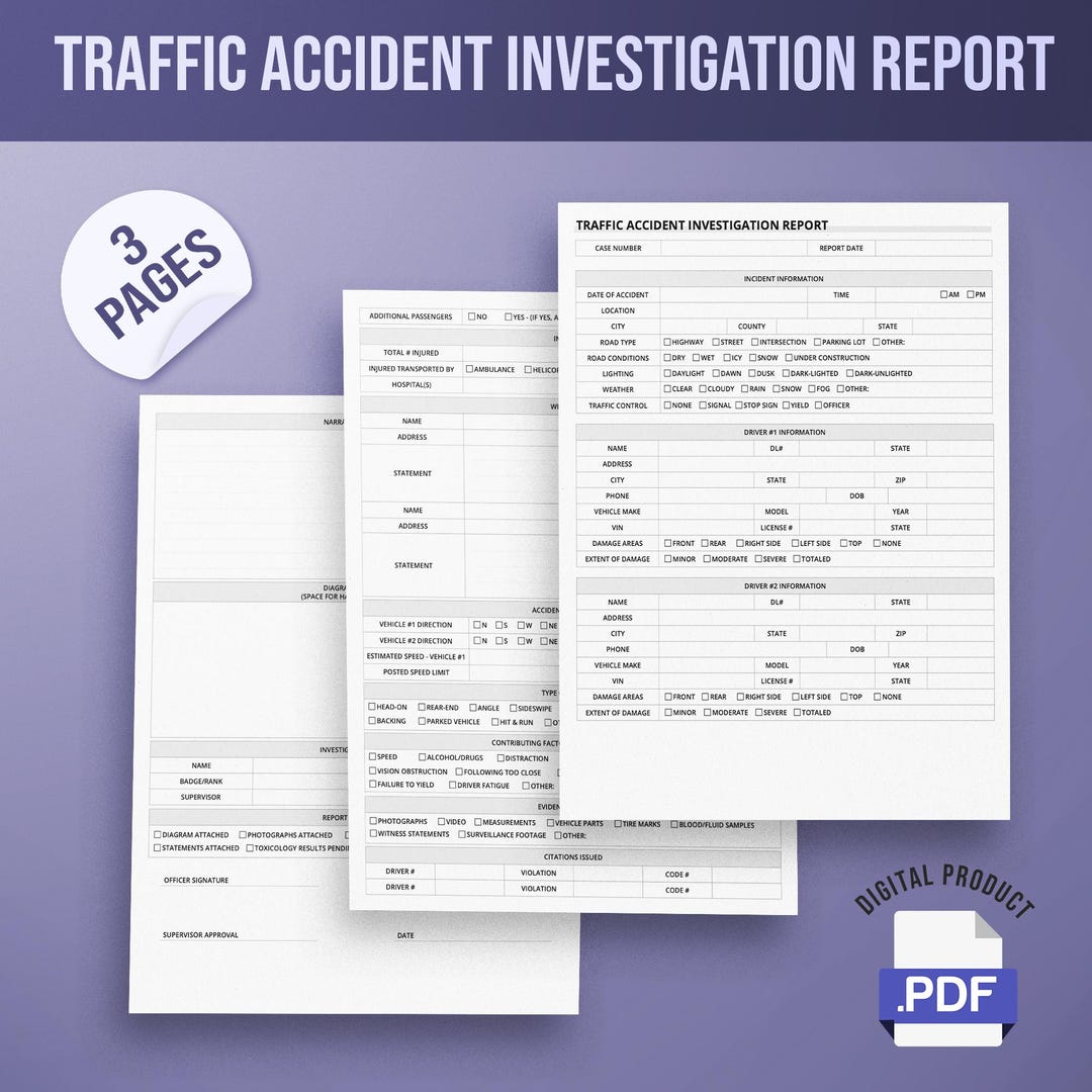 Traffic Accident Investigation Report | Complete Incident Report ...