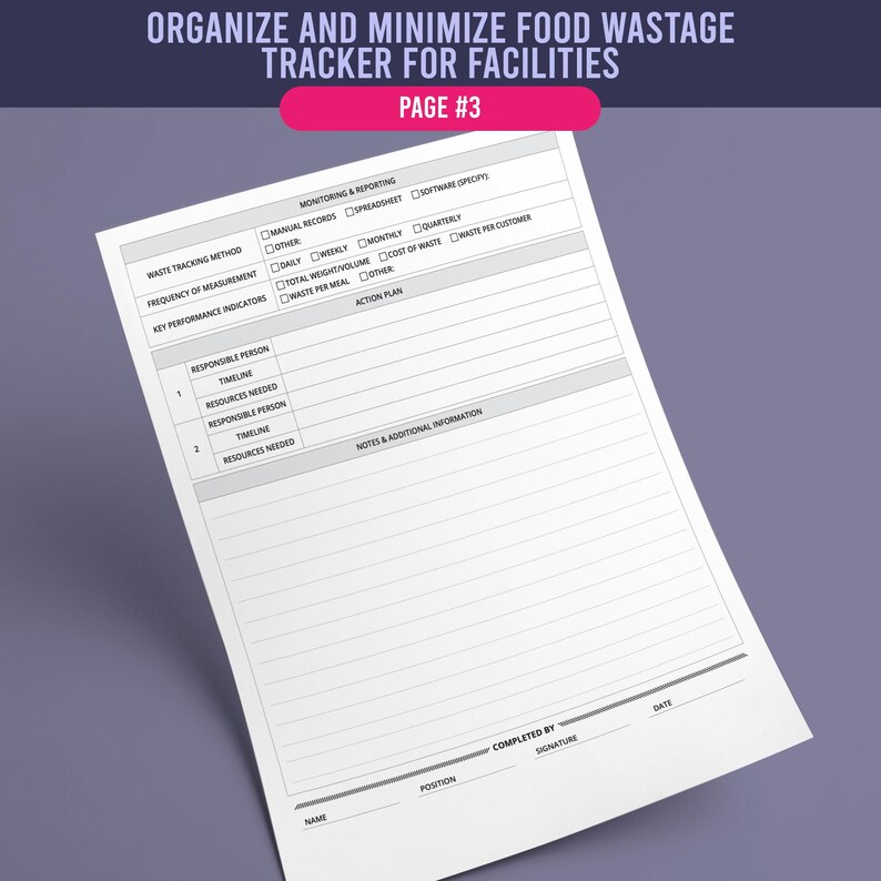 Food Waste Management Form - Etsy