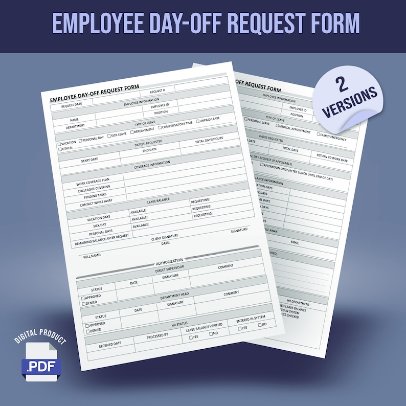 Employee Leave / Day-off Request Forms - Etsy