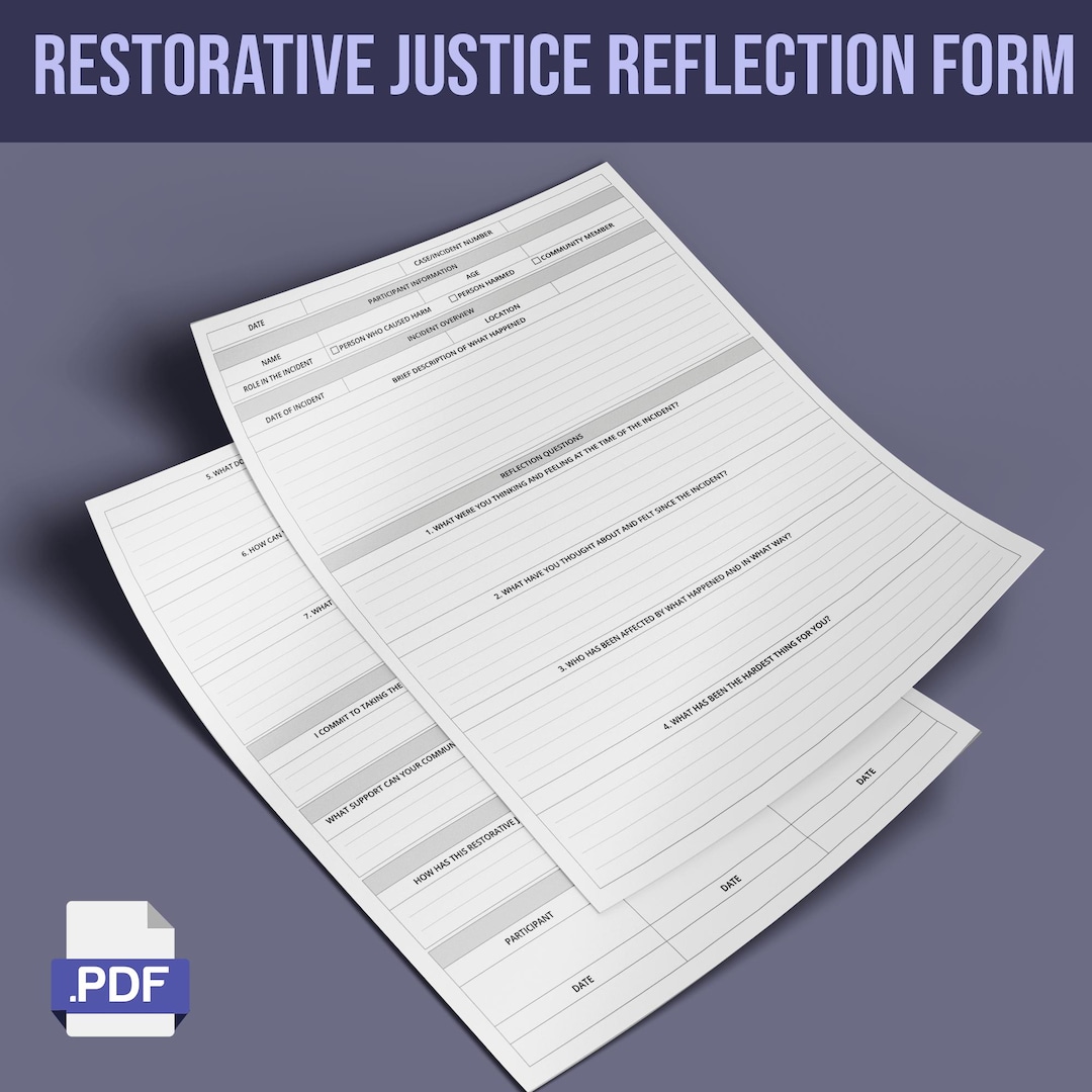 Restorative Justice Reflection Form - Etsy