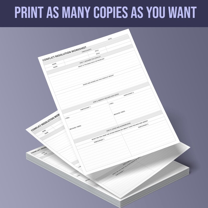 Conflict Resolution Worksheet - Etsy
